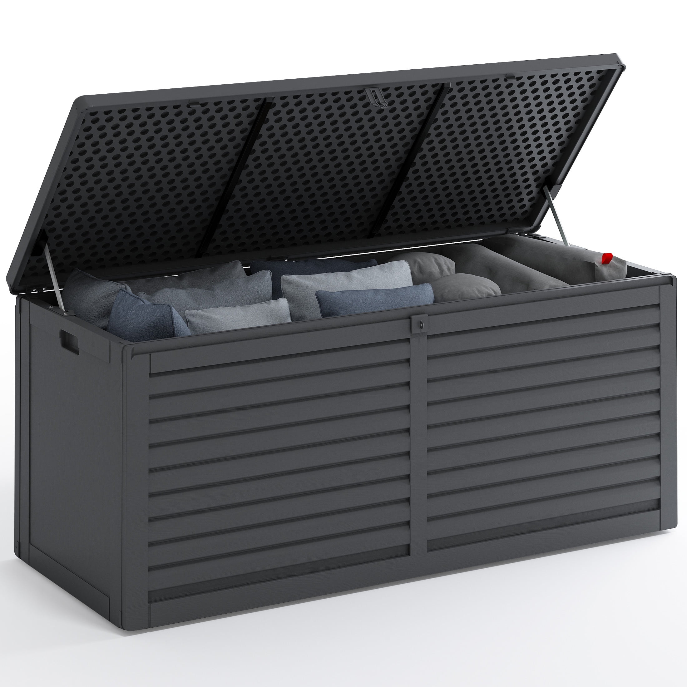 130 Gallon Resin Deck Box with Lockable Lid, Large Outdoor Patio ...