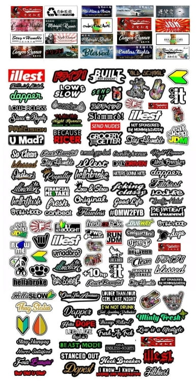 130 JDM Drifting Drift Racing Drag Kanji Japanese Race Funny Stickers ...