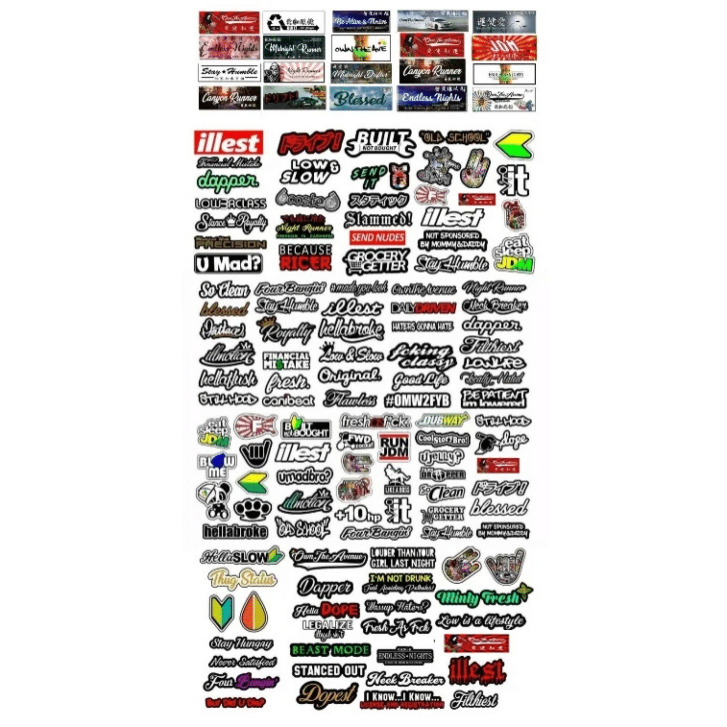 130 JDM Drifting Drift Racing Drag Kanji Japanese Race Funny Stickers ...