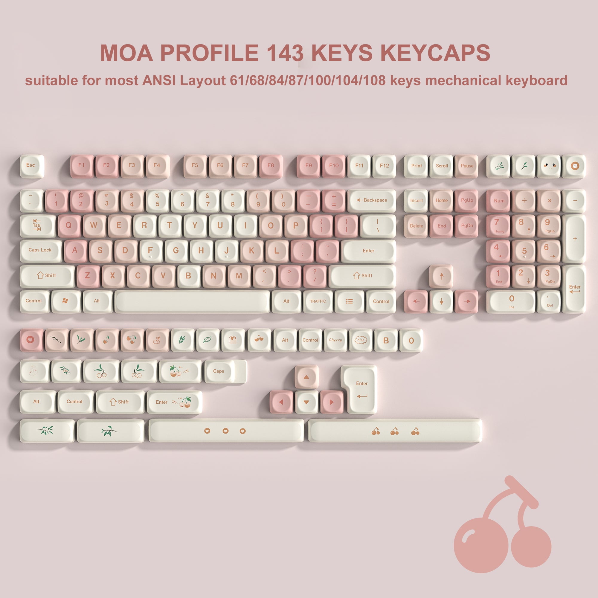 130 Keys BOW MOA Profile PBT Keycaps Customs Double shot Key caps for ...