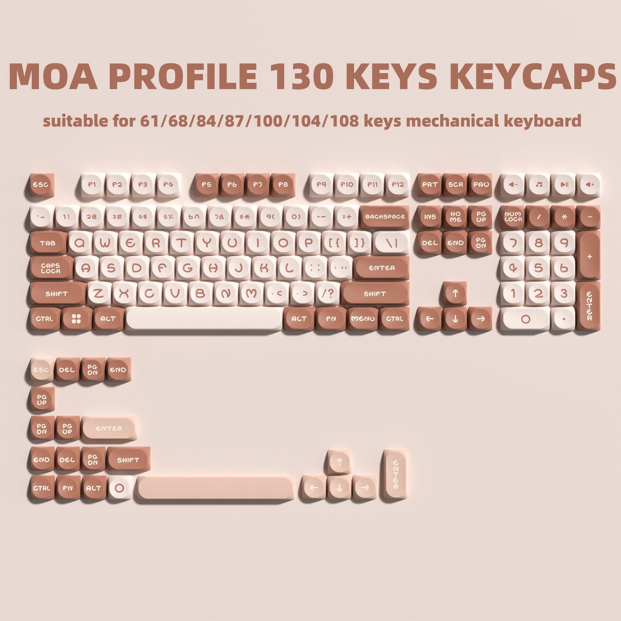 130 Keys MOA Profile Custom Minimalist Style Keyboard Keycaps Pink ...