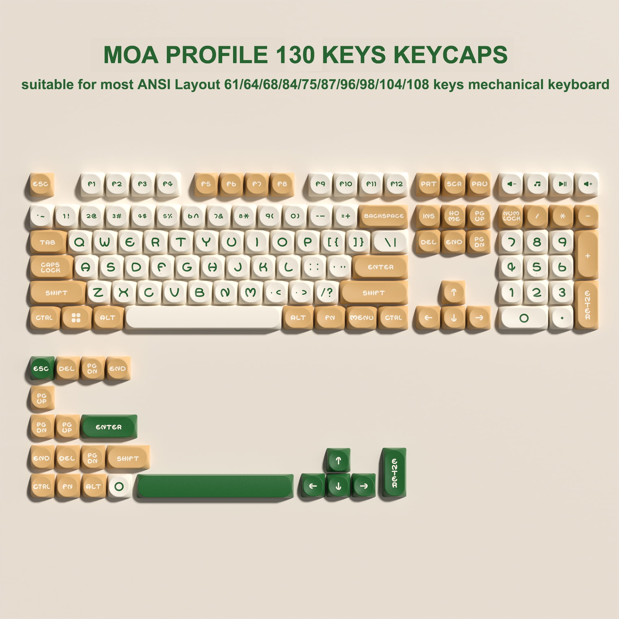 130 Keys MOA Profile PBT Keycaps Pink Girl Green Double Shot Key caps ...