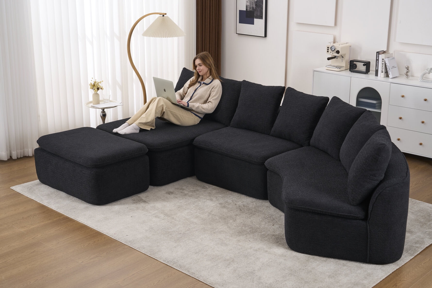130" Oversized Modular Sectional Sofa, U-Shaped Boneless Cloud Couch ...