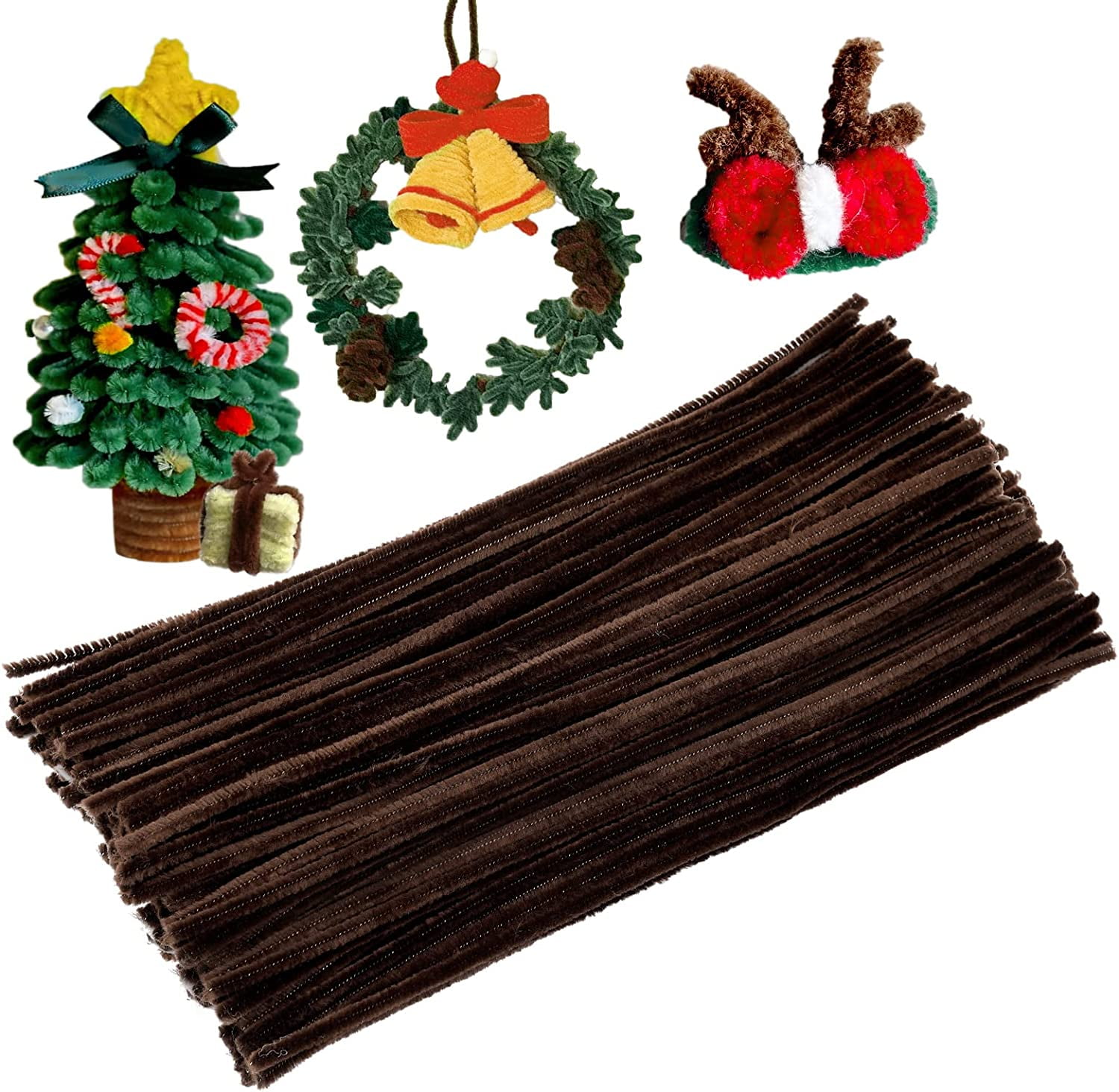 130 PCS Pipe Cleaner Chenille Stem,Dark Brown Pipe Cleaner for Crafts ...