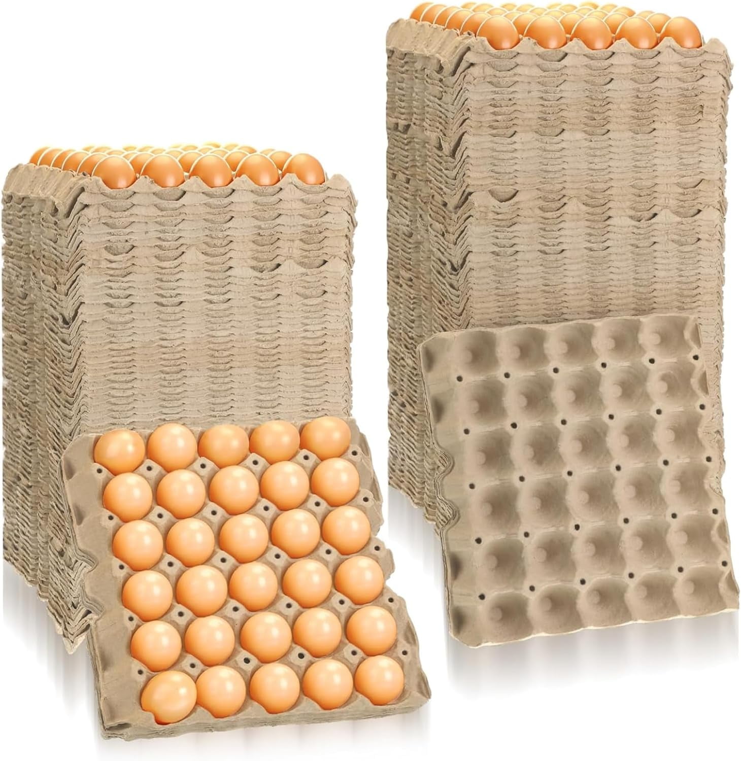 130 Pack Egg Cartons Crates Bulk - 30 Cell Pulp Fiber Egg Flats ...