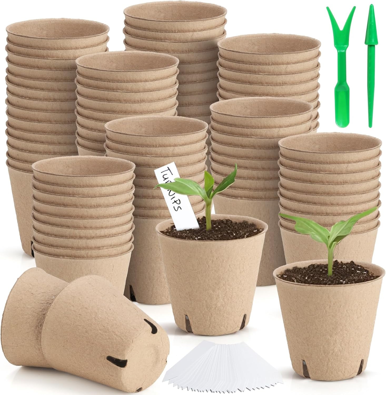 130 Pcs 3.15 Inch Peat Pots,Seed Starting Pots with Drainage Holes ...
