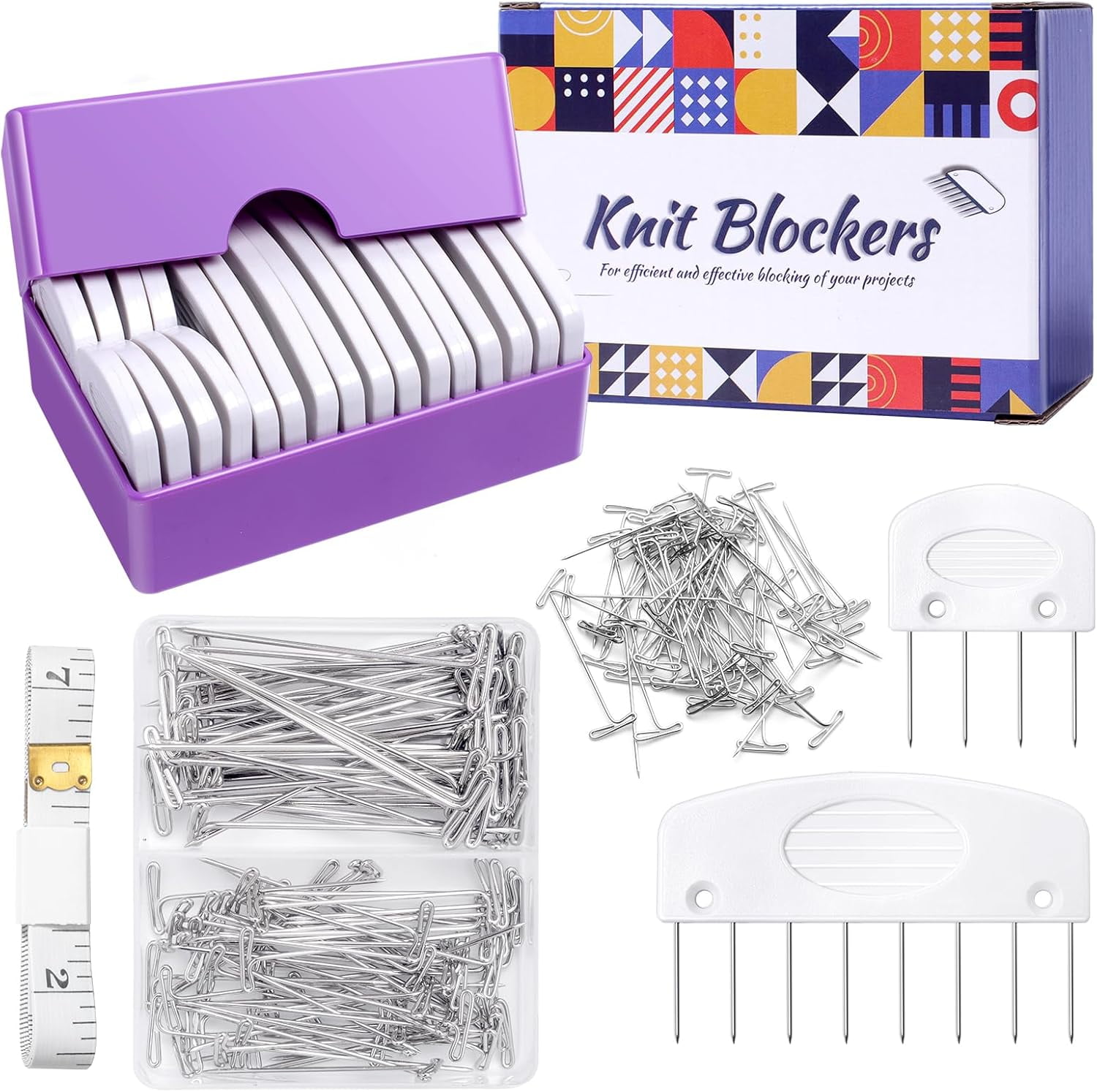 130 Pcs Knit Blockers Kits, Blocking Knit Combs Pins Set for Knitting ...