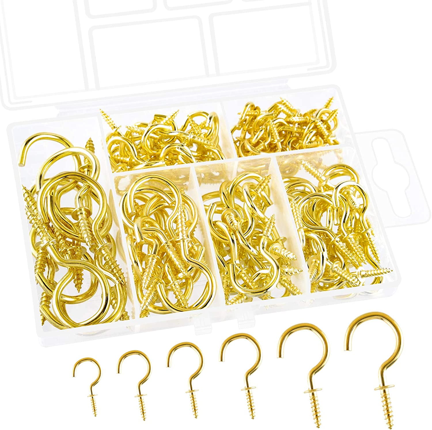 130 Pcs Metal Ceiling Hooks Multi-Size Nickel Plate Screw-in Hanging ...