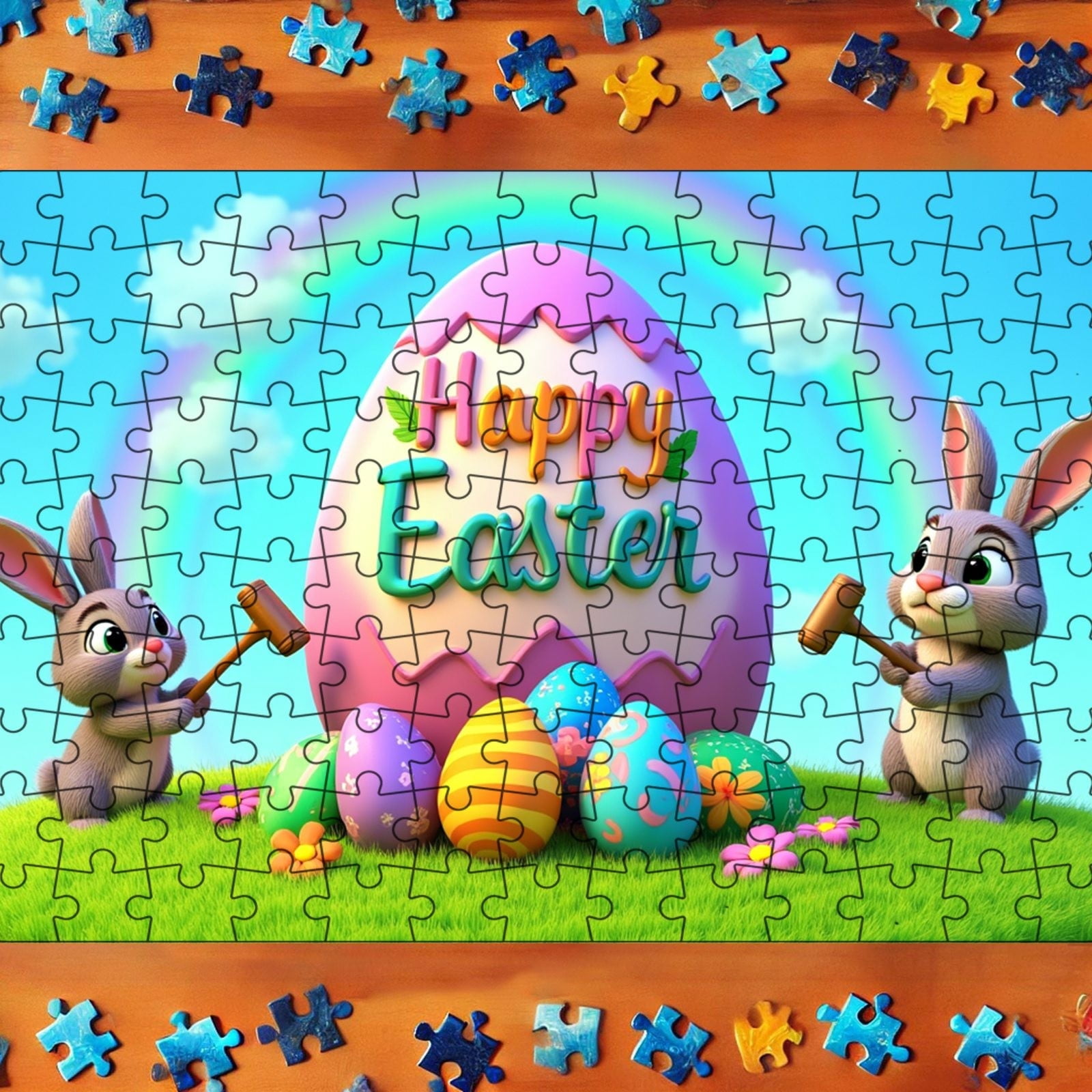 130 Piece Easter Bunny Puzzle Set Educational Family Game Activity for ...