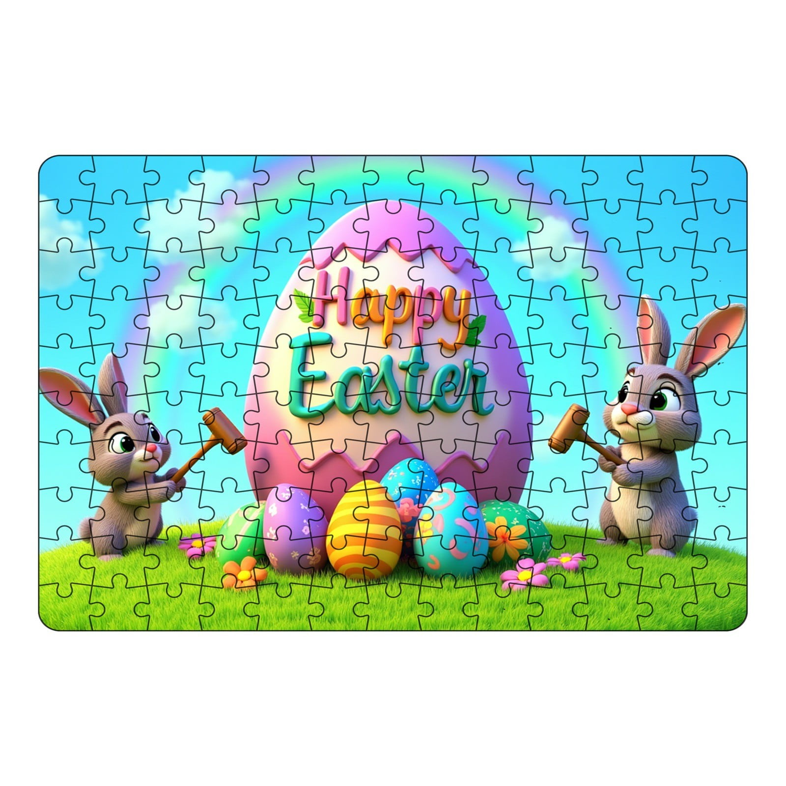 130-Piece Happy Easter Print Jigsaw Puzzle, Creative Family Children ...