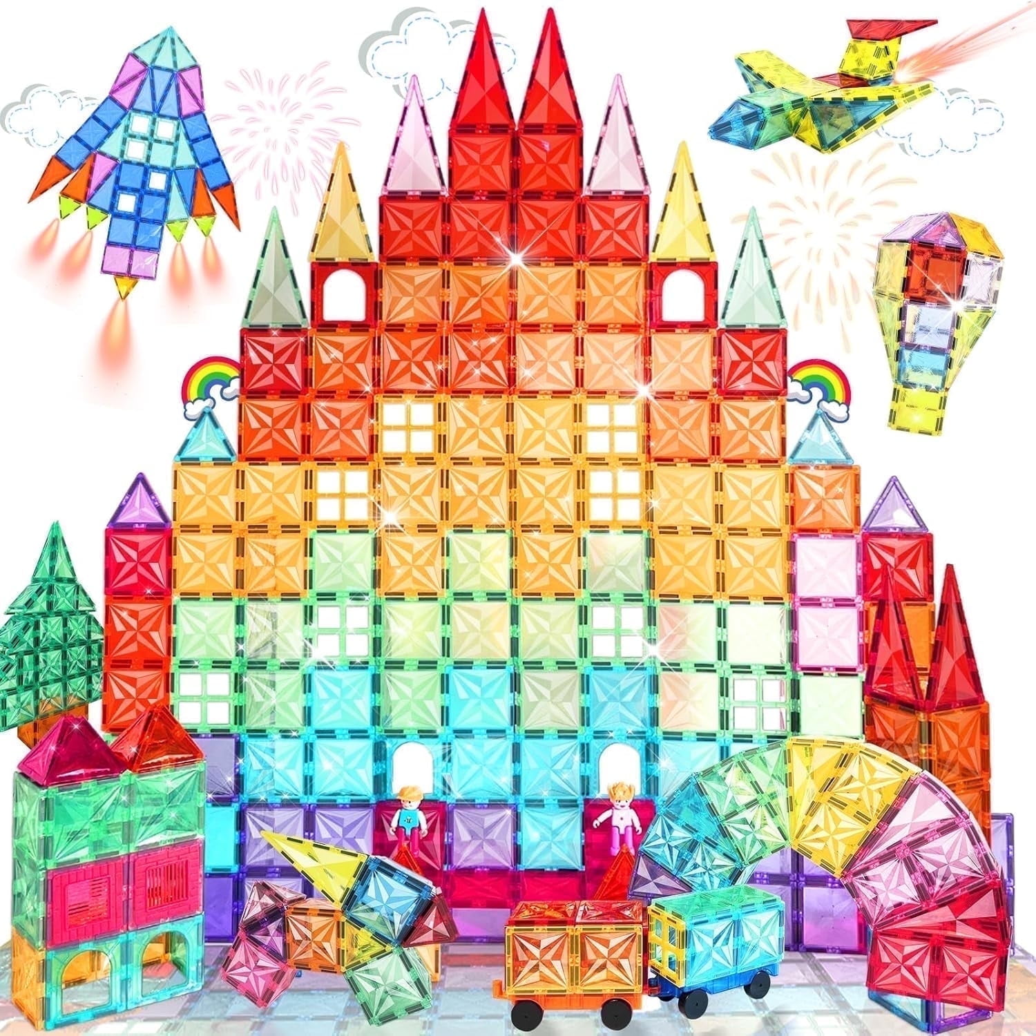 LUFF 130 Piece Magnetic Building Tiles, 3D STEM Educational Toys, Safe ...