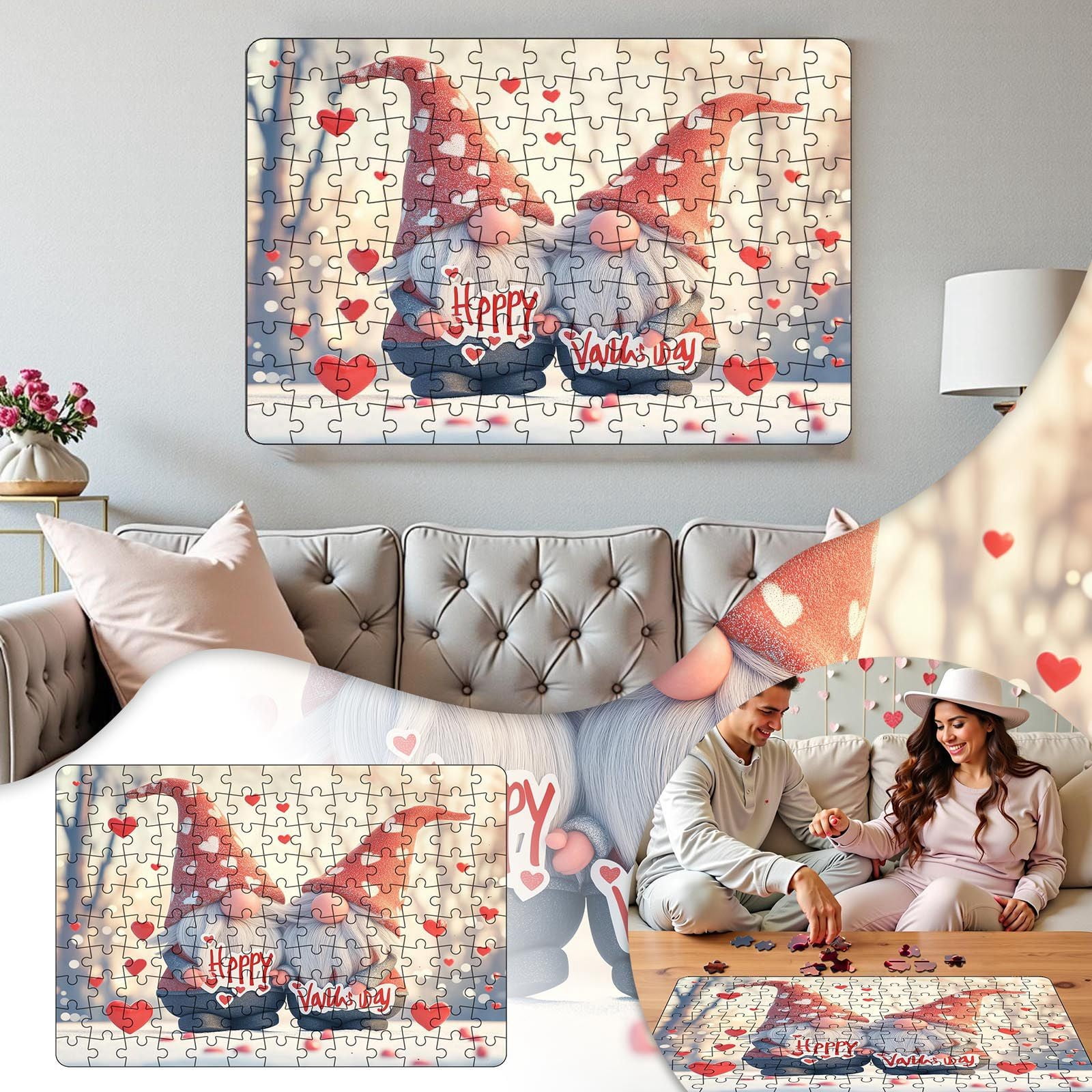 130 Piece Valentine's Day Heart Puzzle Set Valentine's Day Heart Shaped ...