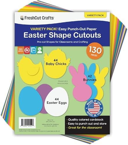 130 Pieces Eggs, Baby Chicks & Bunny Punch Out Paper Cutouts for Easter ...