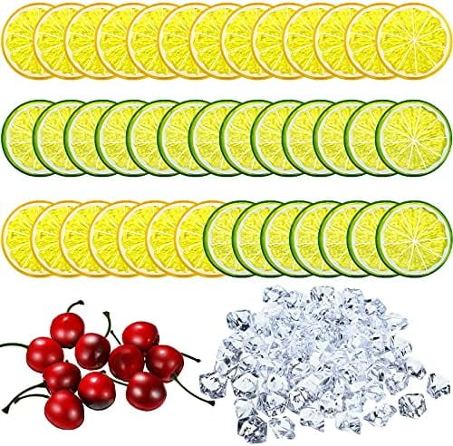 130 Pieces Lemon Slice Ice Cubes Set - 20 Simulation Lemon Slices, 100 ...