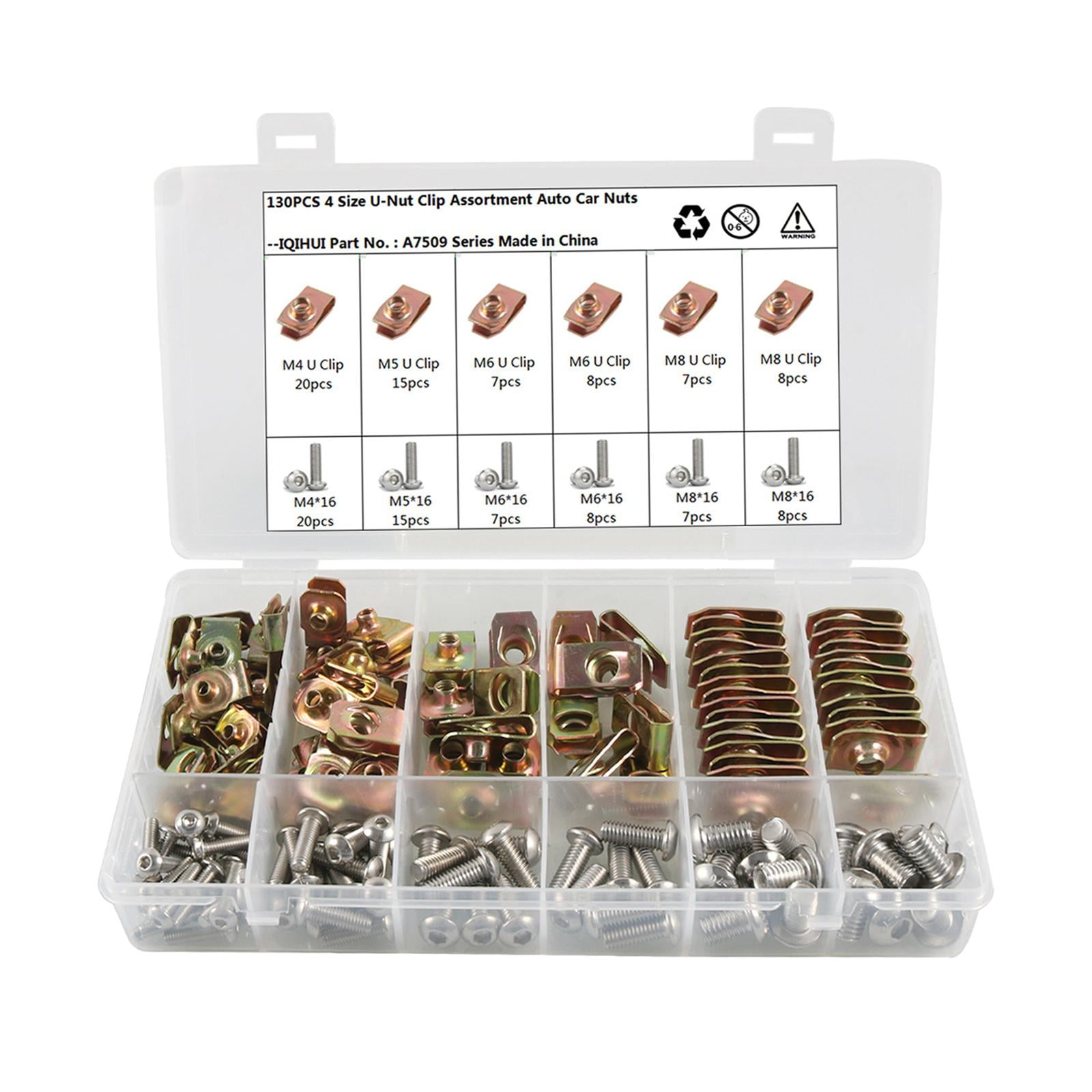 130 Pieces Nut Replaces M5 M6 M8 Stainless Steel U Type Clips Speed ...