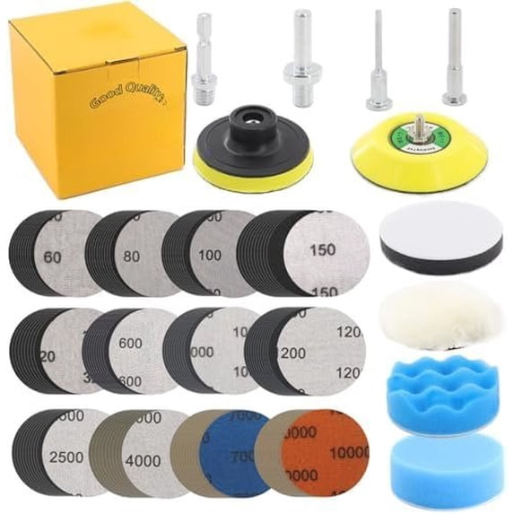 130 count Sandpapers 3Inch Grit 60-10000 Wet Dry Sander Sheets w 1/8"&1 ...