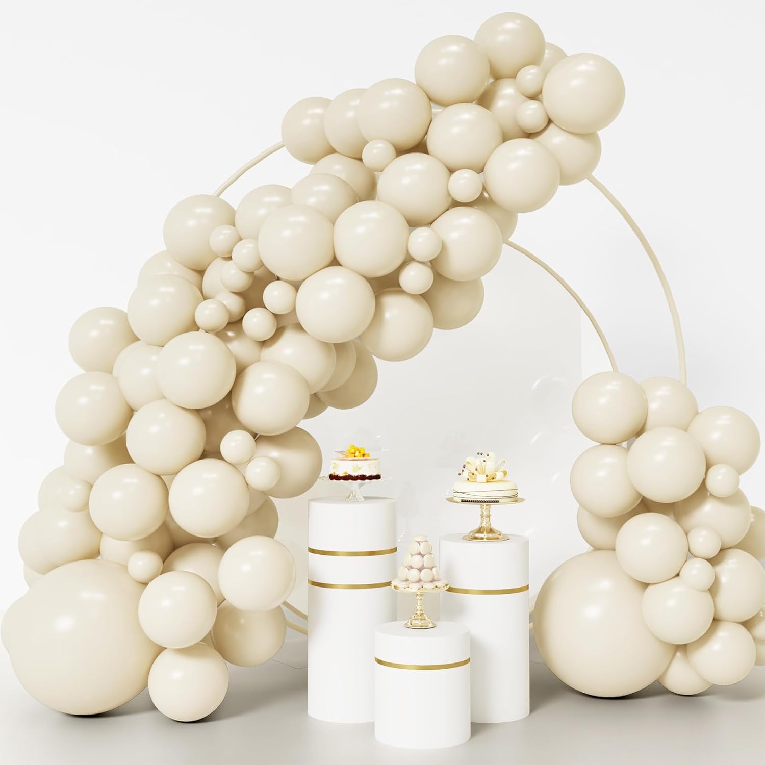 130 pcs Beige Balloons Different Sizes Pack of 18 Inch 12 Inch 10 Inch ...