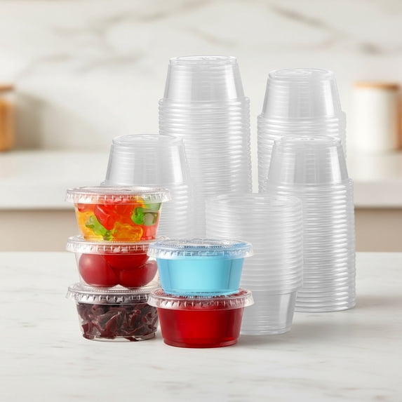 130 sets - 2 oz Jello Shot Cups, Small Plastic Containers with Lids ...