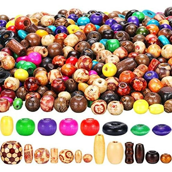 1300 Pieces Wooden Beads for Crafts Colored Jewelry Making Painted ...