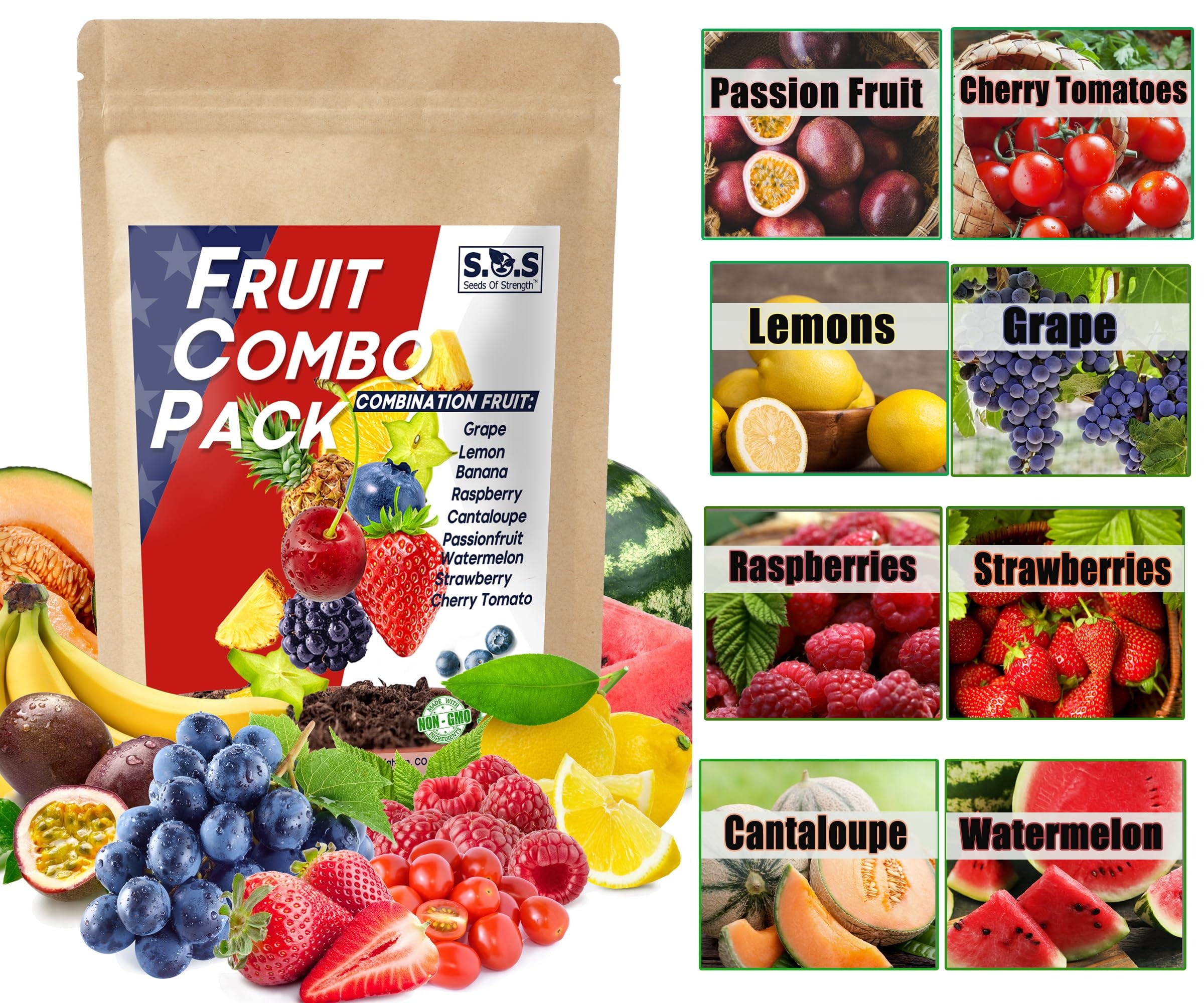 1300+ Seeds Fruit Variety Pack, Grow 8 MHD1Juicy Summer Fruits Tomatoes ...