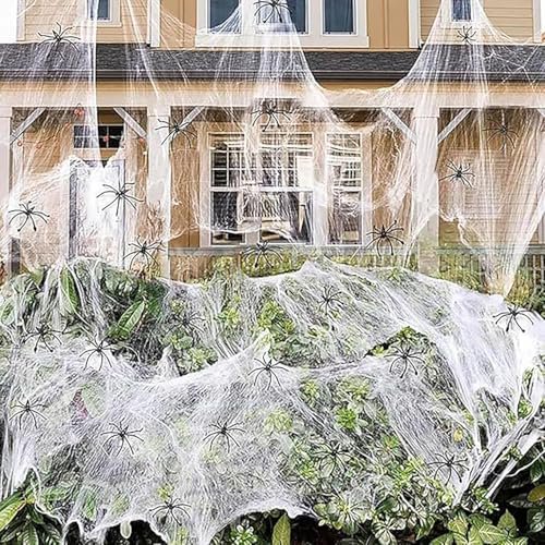 1300 sqft Halloween Super Stretch Spider Webs Decorations with 50 Extra ...