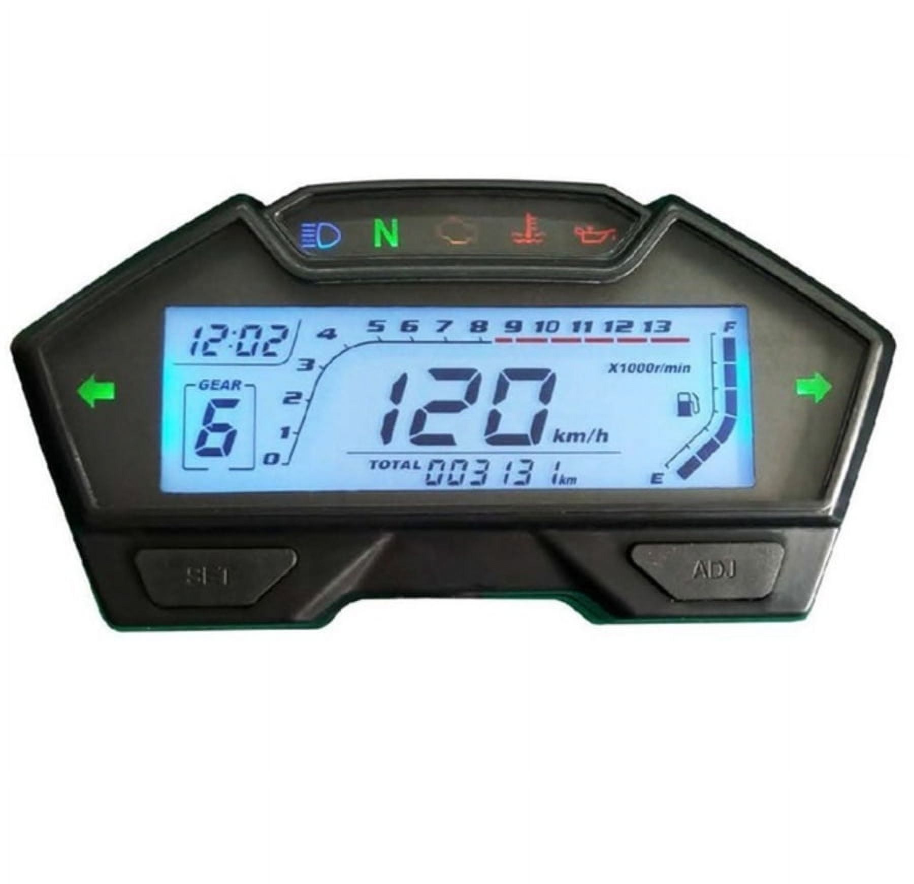 13000RPM 9-16V Motorcycle LCD Digital Speedometer Odometer Gear ...