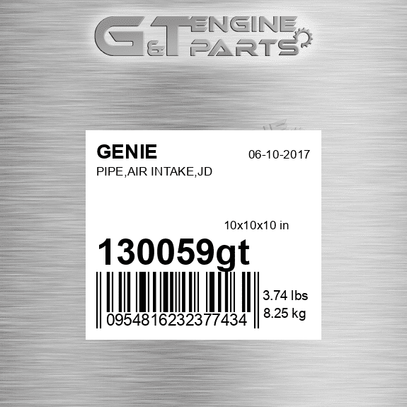 130059GT PIPE,AIR INTAKE,JD fits Genie (New OEM) - Walmart.com