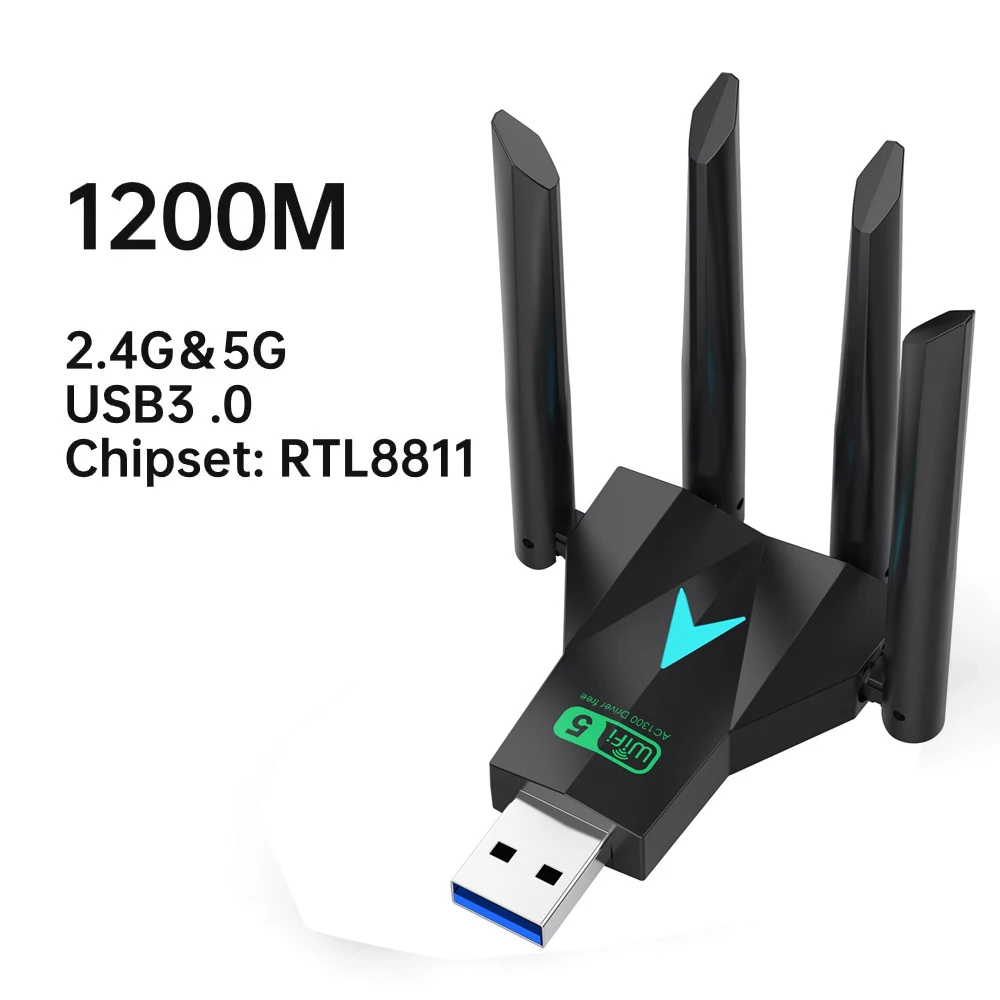 1300Mbps USB 3.0 WiFi USB Adapter Dual Band 2.4G/5Ghz Wi-Fi Dongle 4 ...