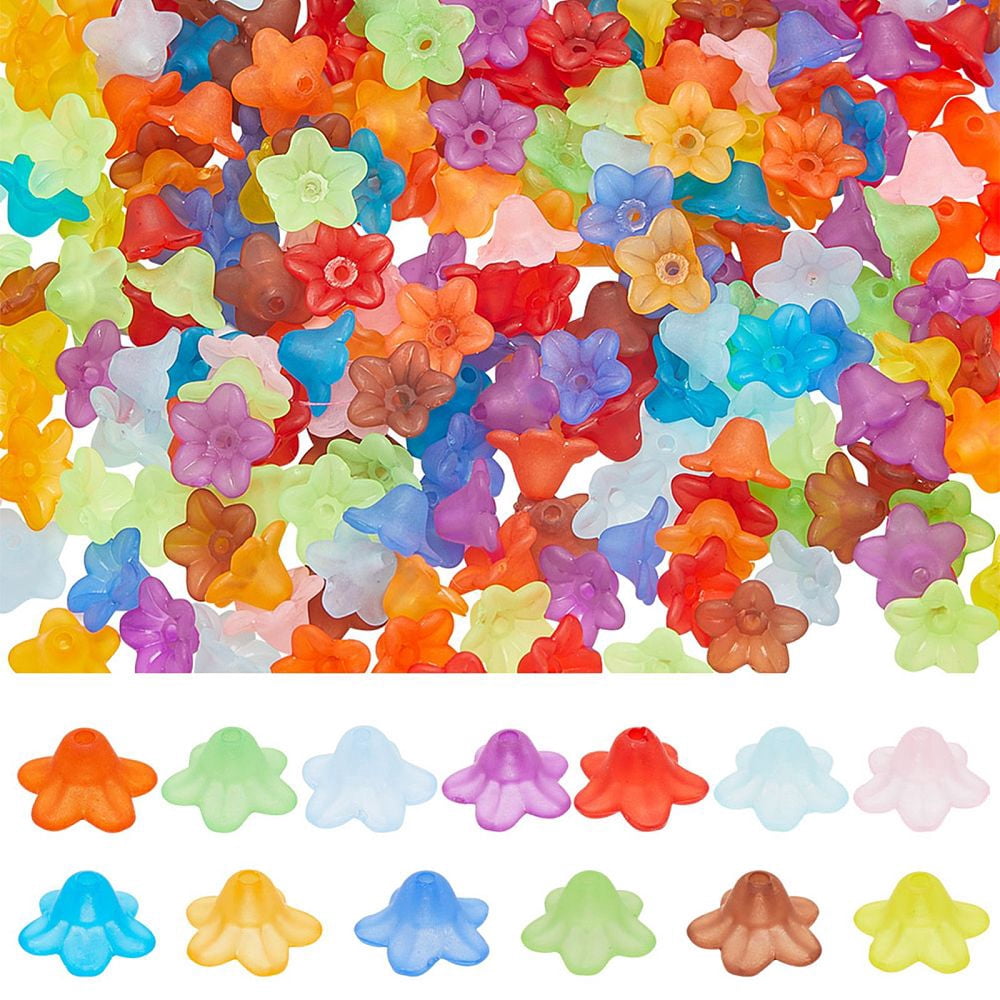 1300Pcs 13 Colors Acrylic Bead Caps Frost Flower Beads Bulk Assorted ...