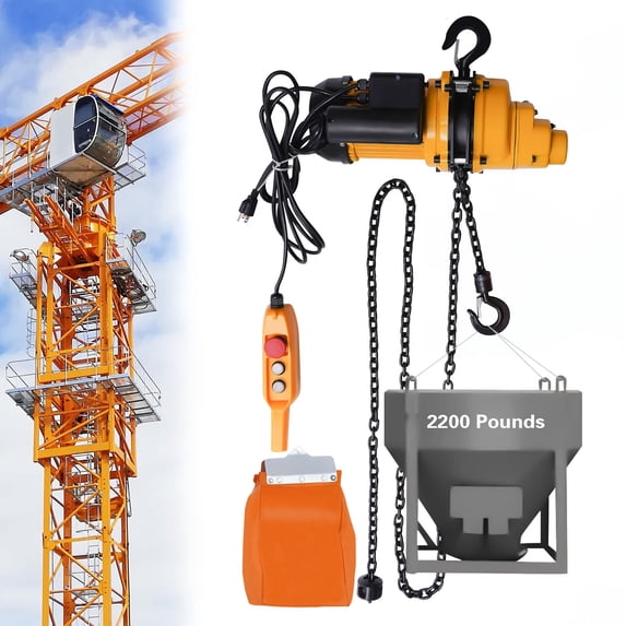 1300W Double Chains Electric Chain Hoist 2200lbs Single-Phase Crane ...