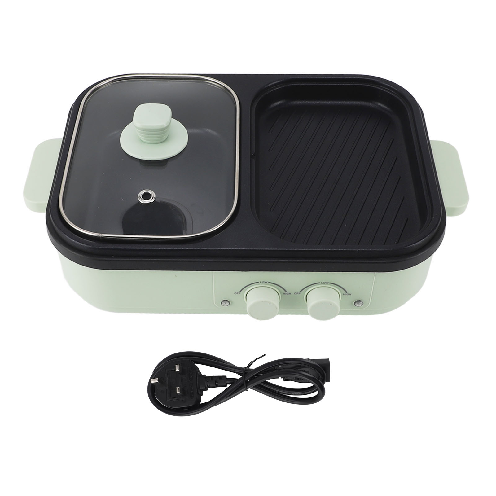 1300W Electric Cooker with Divider Non Stick Dual Sides Electric Hot ...