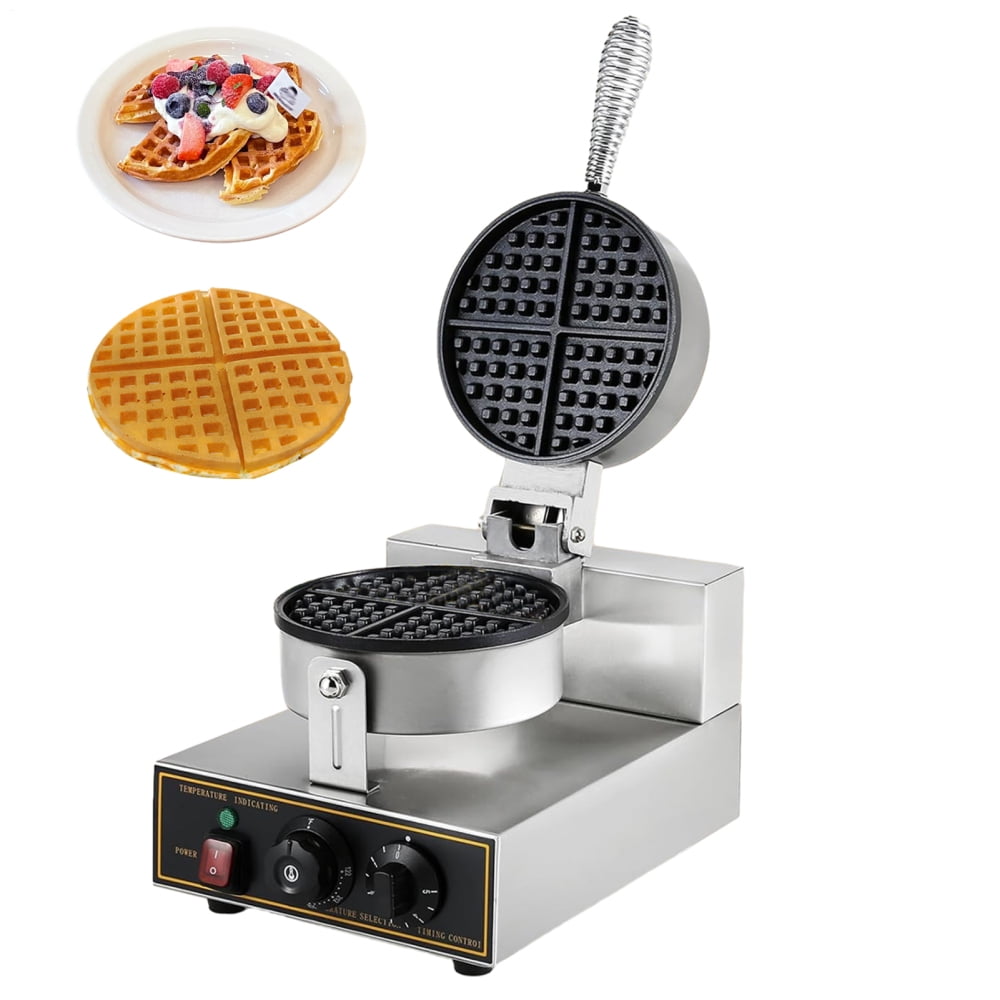 1300W Round Waffle Iron, Teflon-Coated Baking Pans and Stainless Steel ...