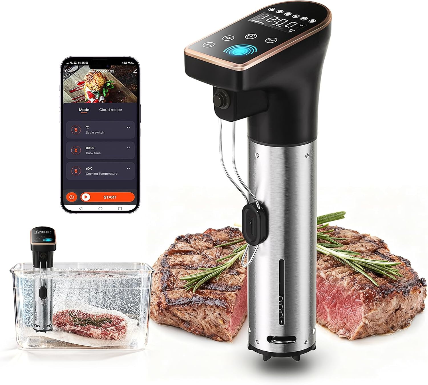 1300W Sous Vide Precision Cooker Machines 2.4G WIFI IPX7 Full ...
