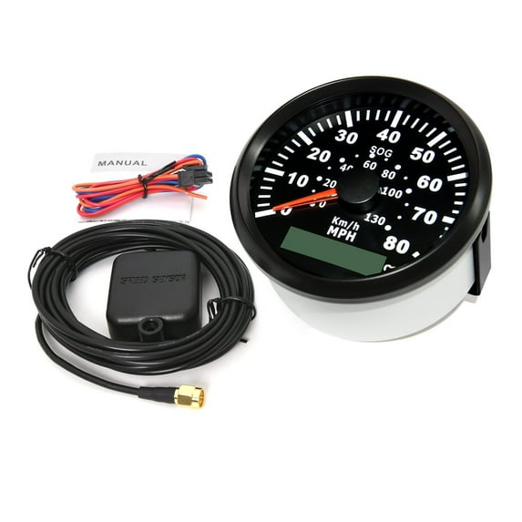 130KMH GPS Speedometer Gauge With Antenna Red Backlight 80MPH Odometer ...