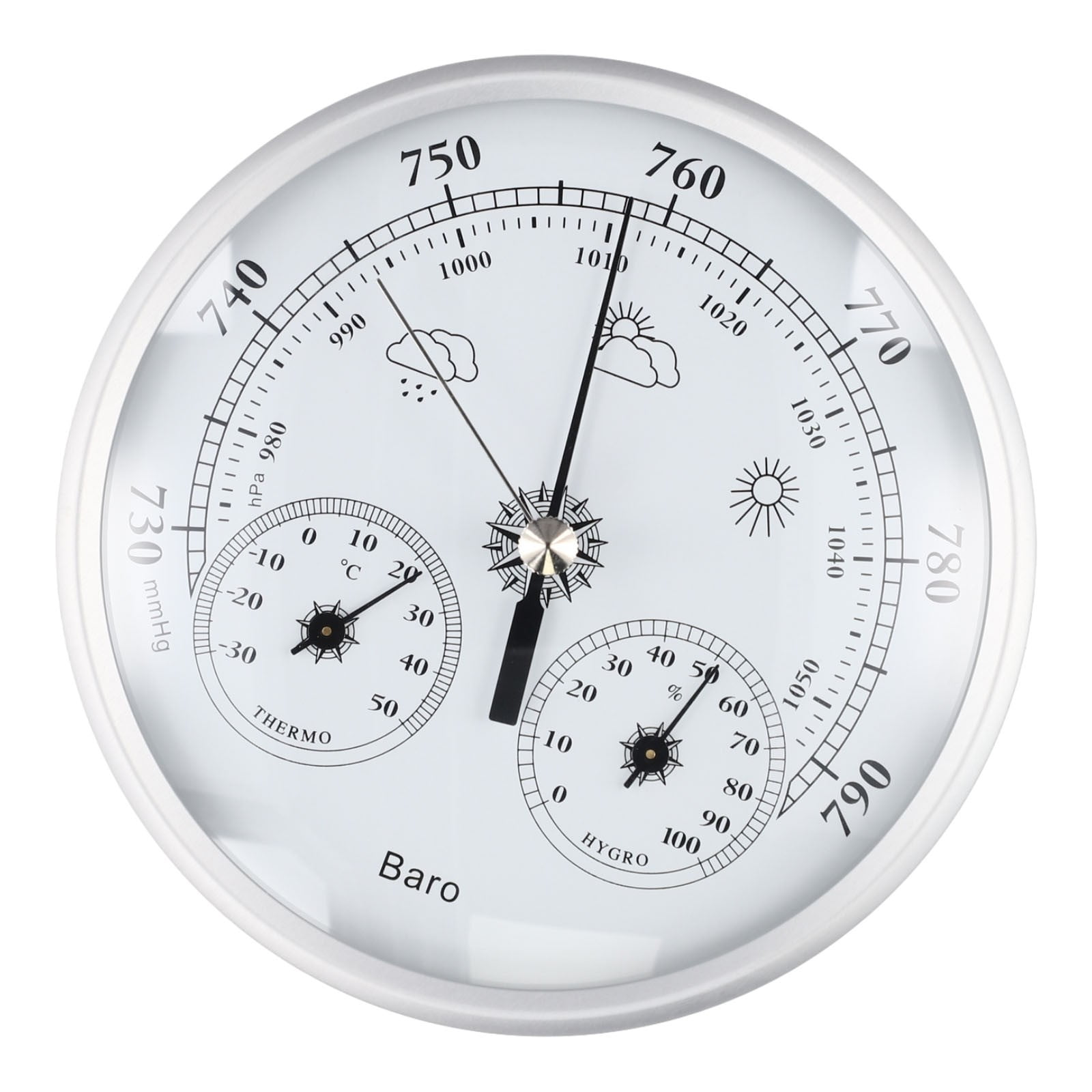 130MM 3-in- Weather Station Thermometer, Hygrometer and Barometer ...