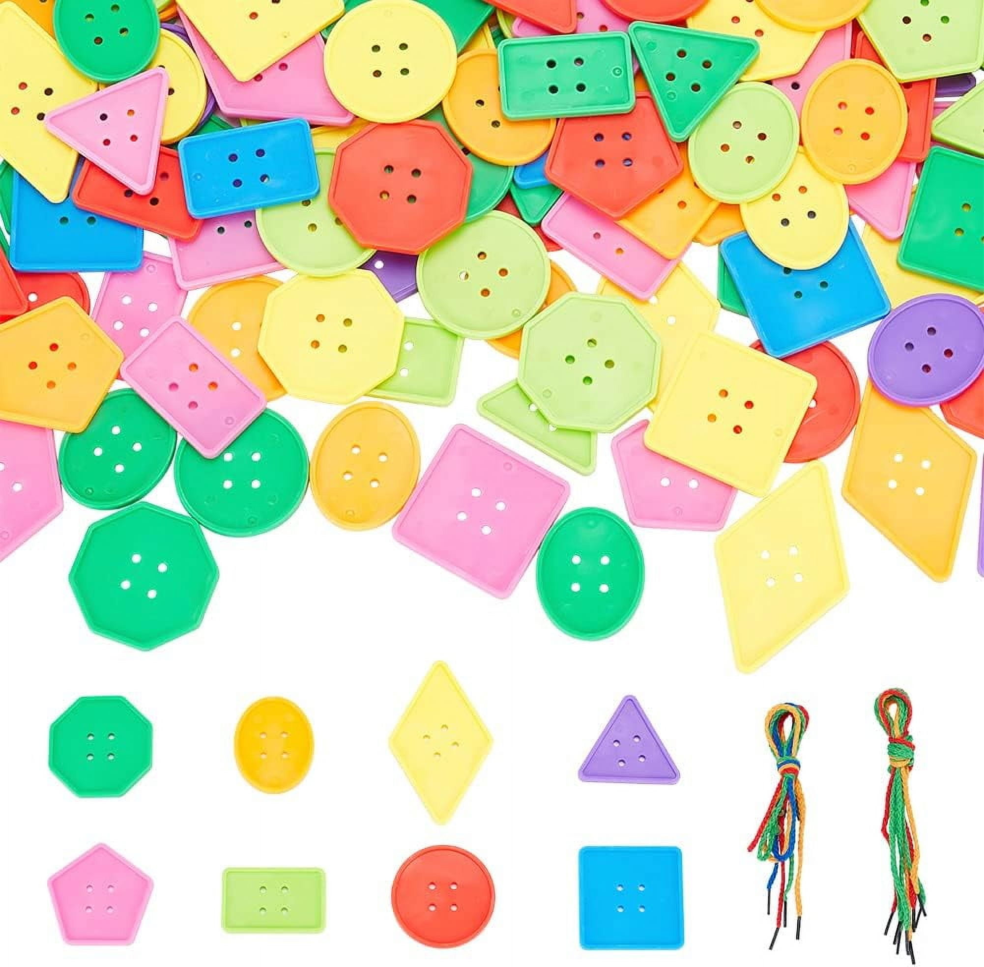 130PCS Big Bright Buttons Large Plastic Geometrical Shape Polyester ...