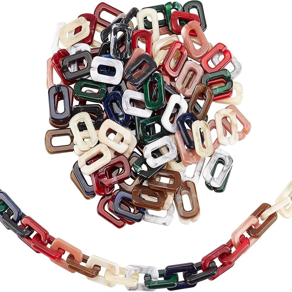 130Pcs 10 Colors Rectangle Acrylic Linking Rings Quick Link Connectors ...