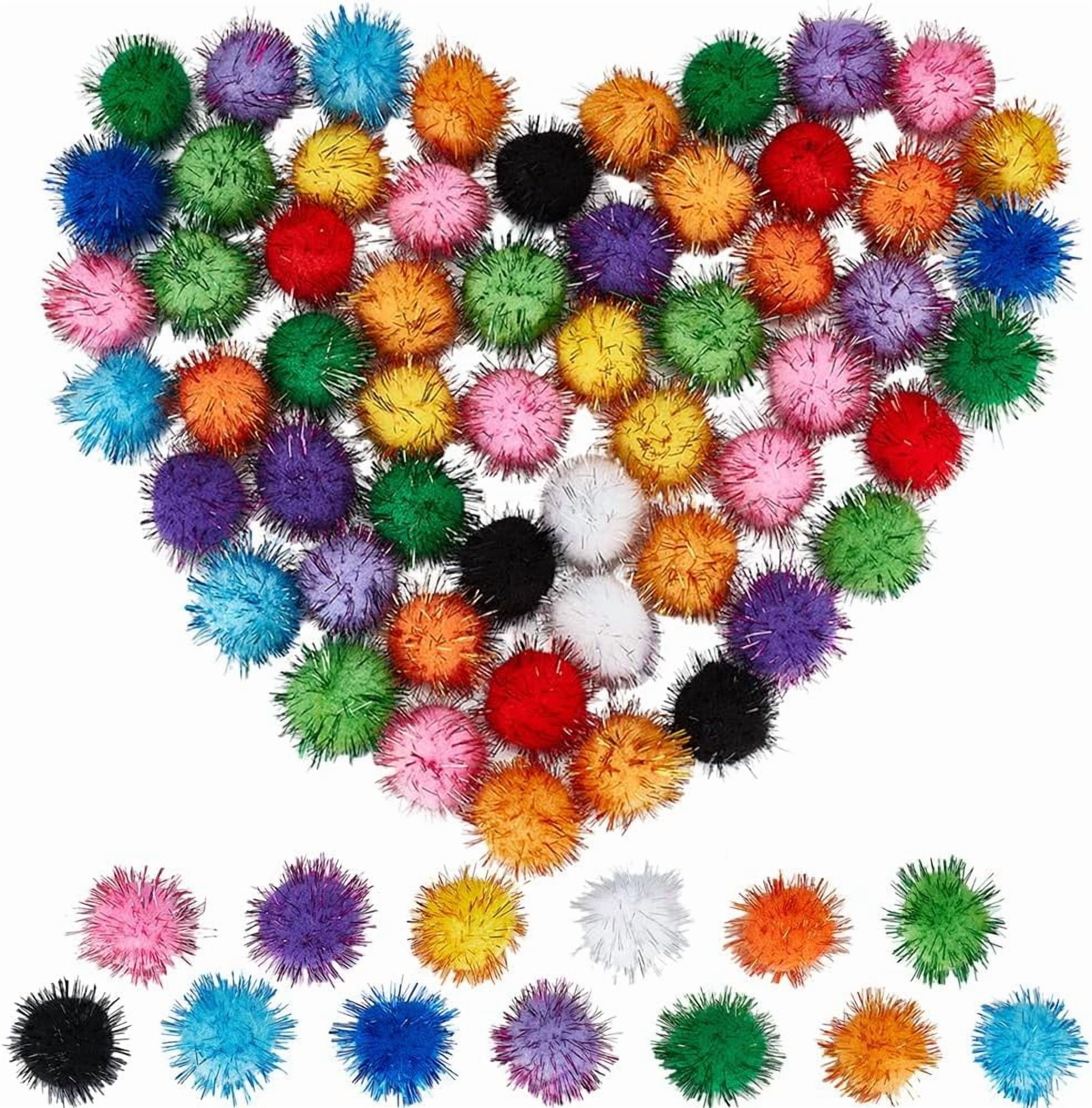 130Pcs 13 Colors Large Bulk Pompom Balls 30mm Fibre Soft Fluffy Round ...