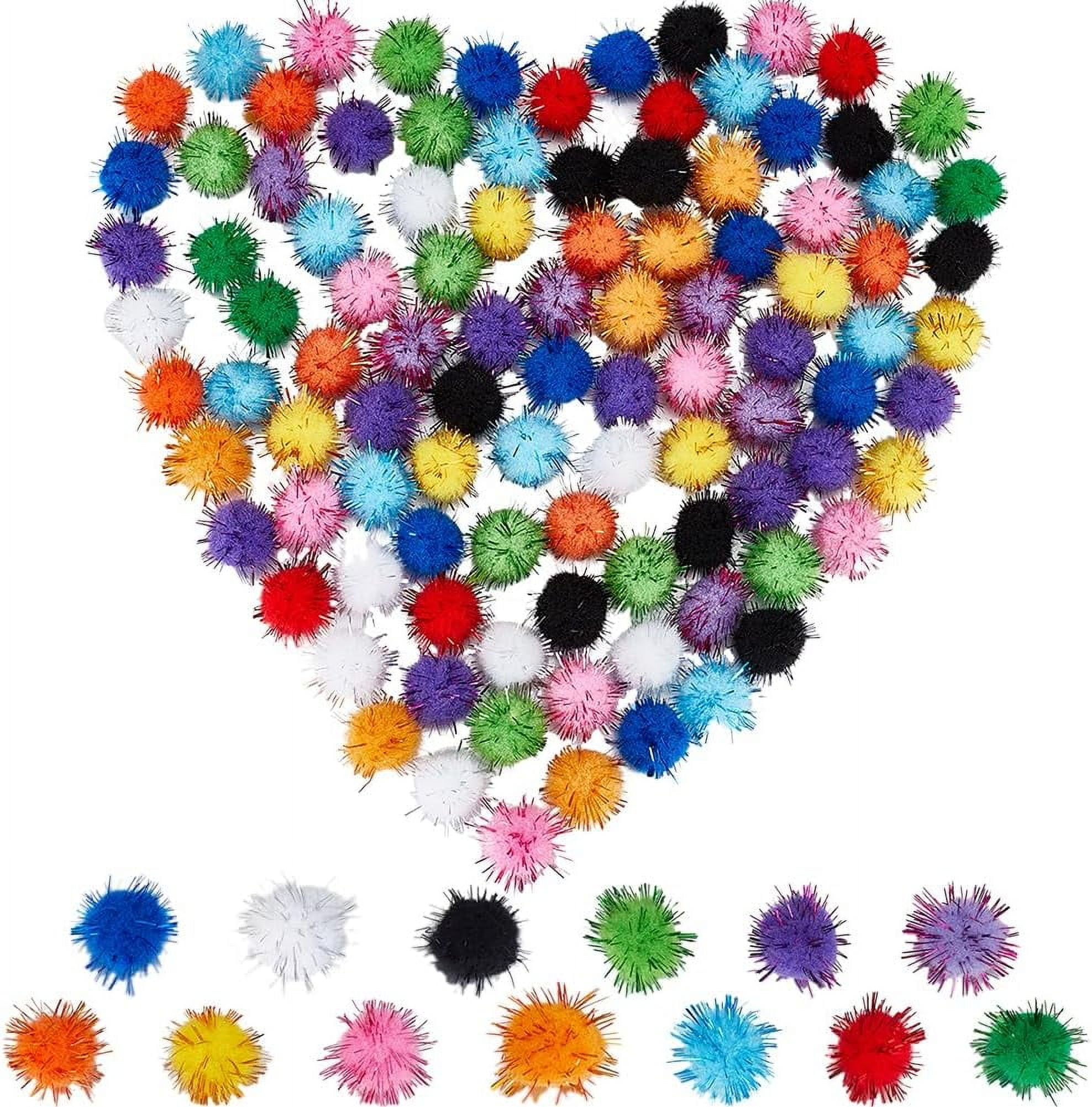130Pcs Craft Bulk Pompom Balls 20mm Multicolor Fibre Soft Fluffy Round ...