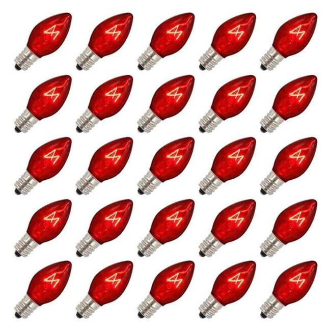 130V 7 watt E12 Base C7 Transparent Red Replacement Bulb with E12 Base ...