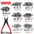 130X Assorted Hose Clamp Stainless Steel Ear Cinch Rings Crimp Pinch ...