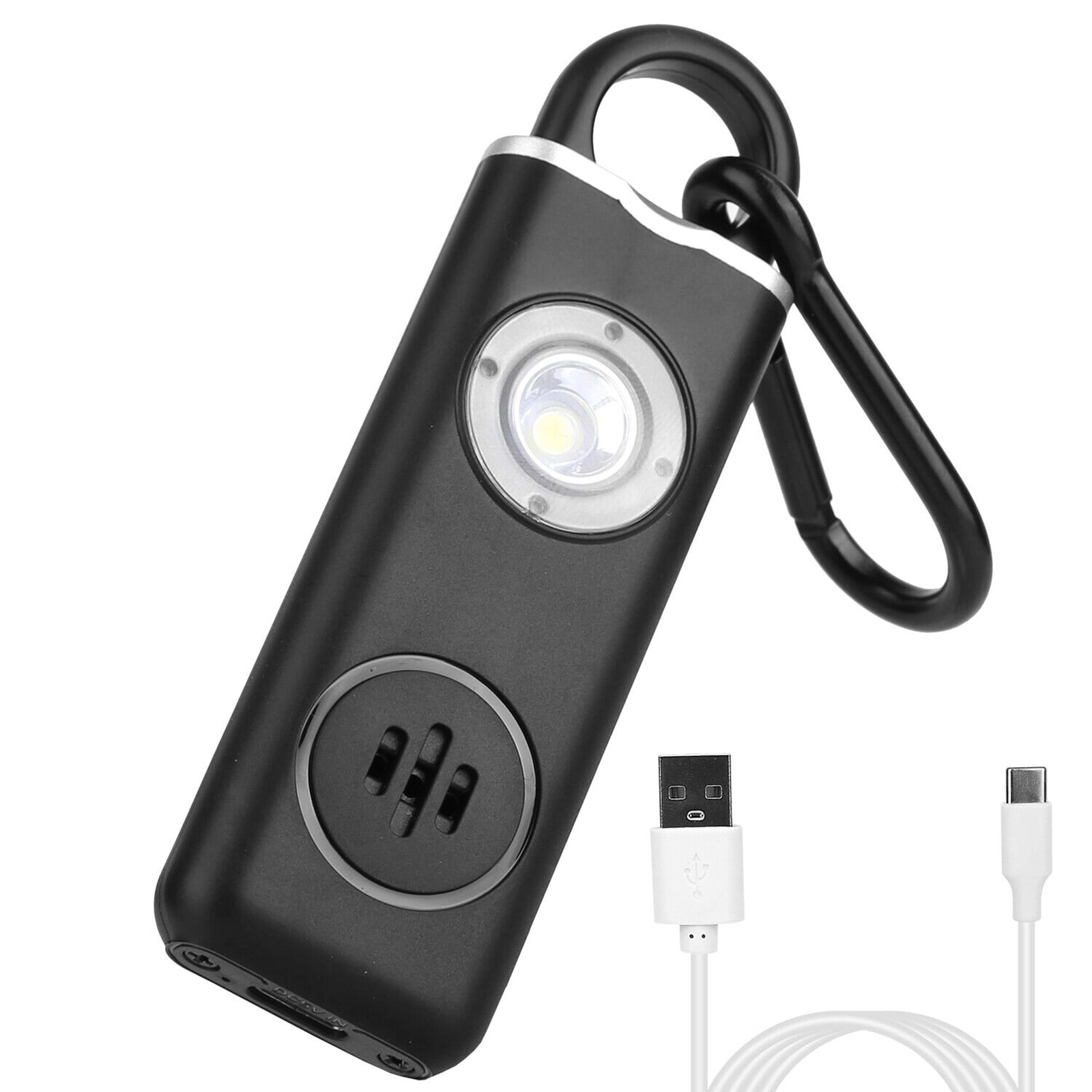 130dB Personal Safety Alarm with Rechargeable Battery, LED Light, and ...