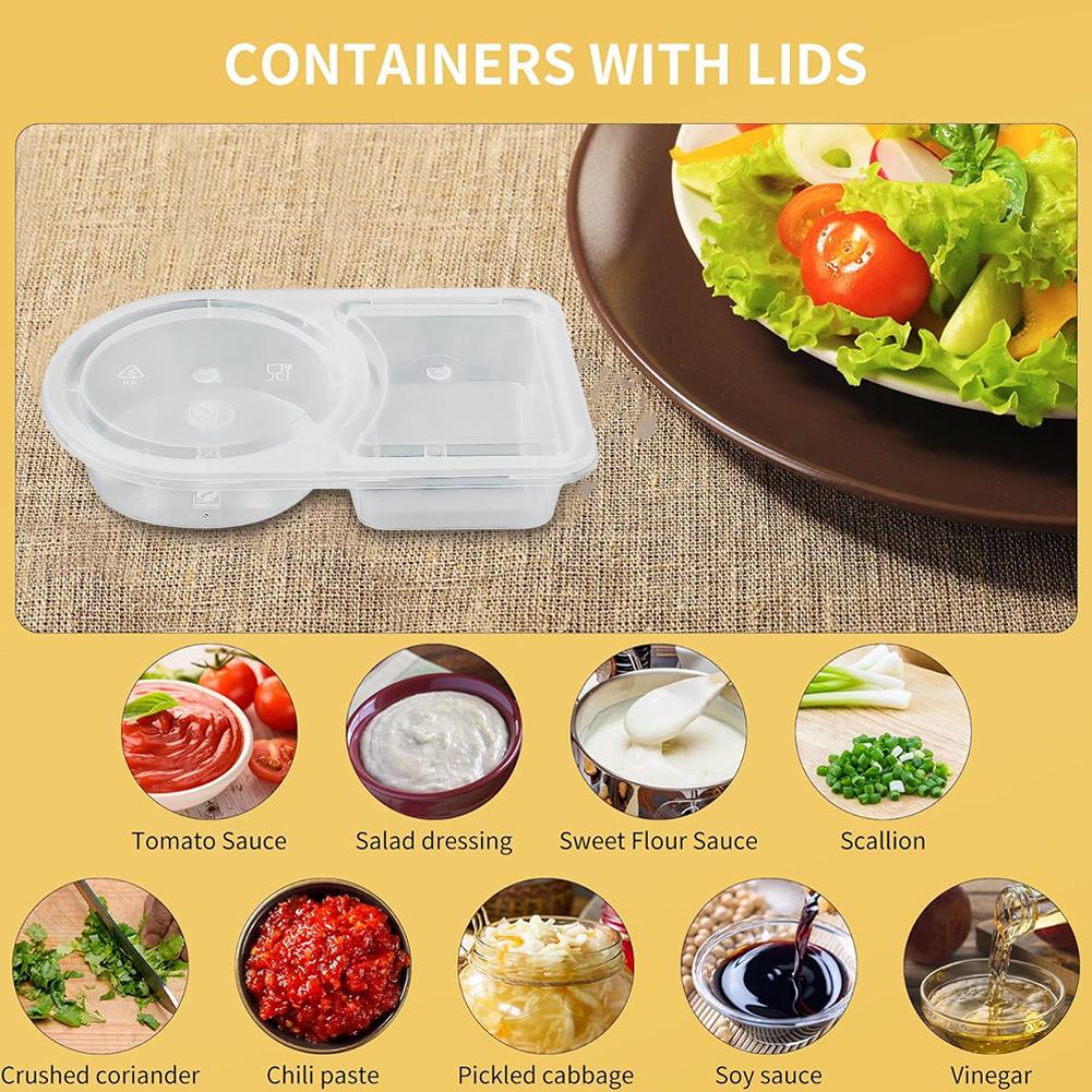 130ml Two-Grid Split New 20pcs130ml Two-Grid Split Disposable Sauce Box ...