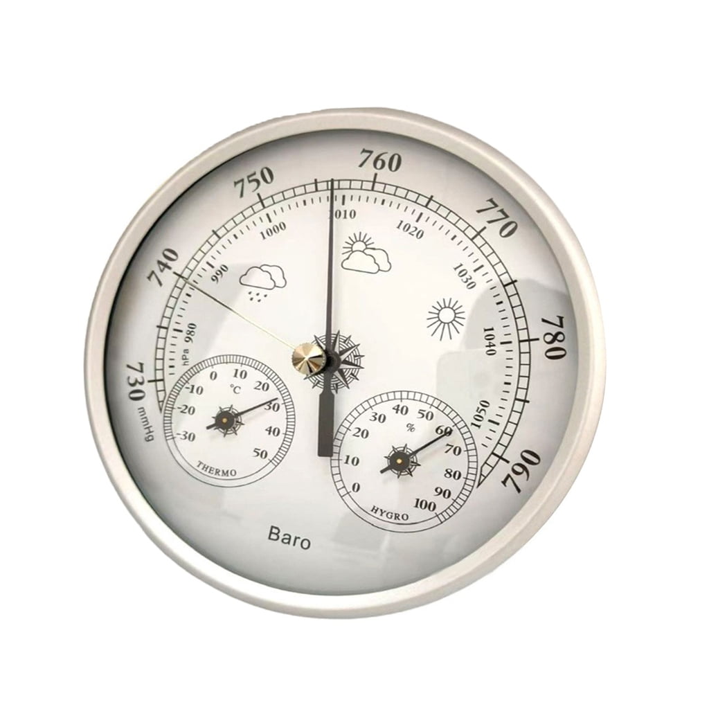 130mm Barometer Thermometers Hygrometer Stainless Steel Frame Large ...