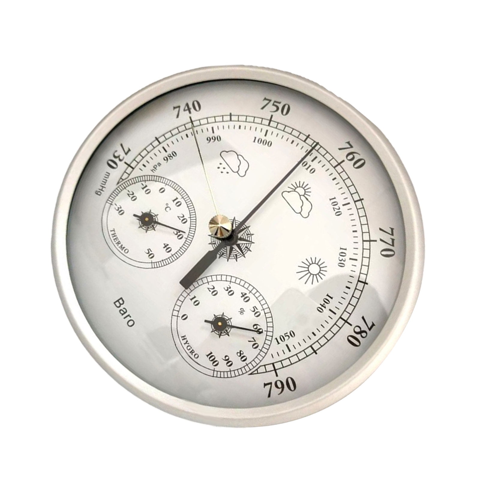130mm Barometers Thermometers Hygrometer Stainless Steel Frame Large ...