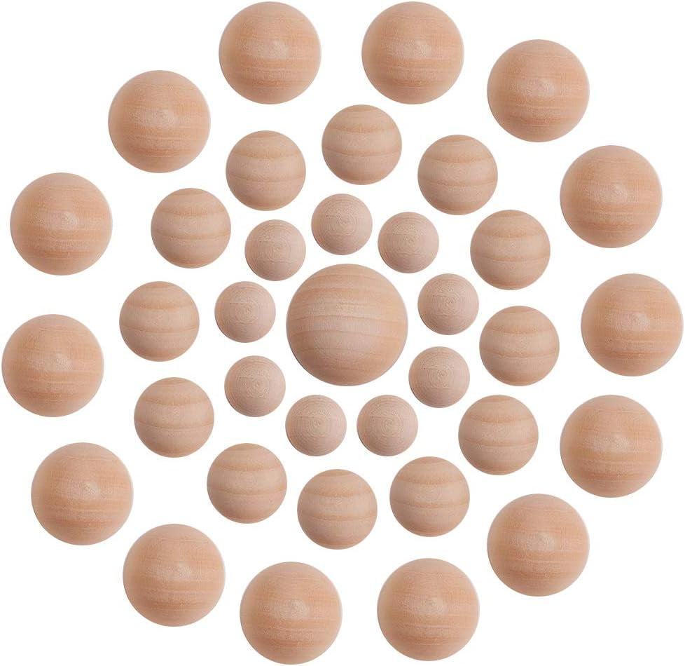 130pcs 4Size Split Wood Balls Unfinished Half Wooden Balls Mini ...