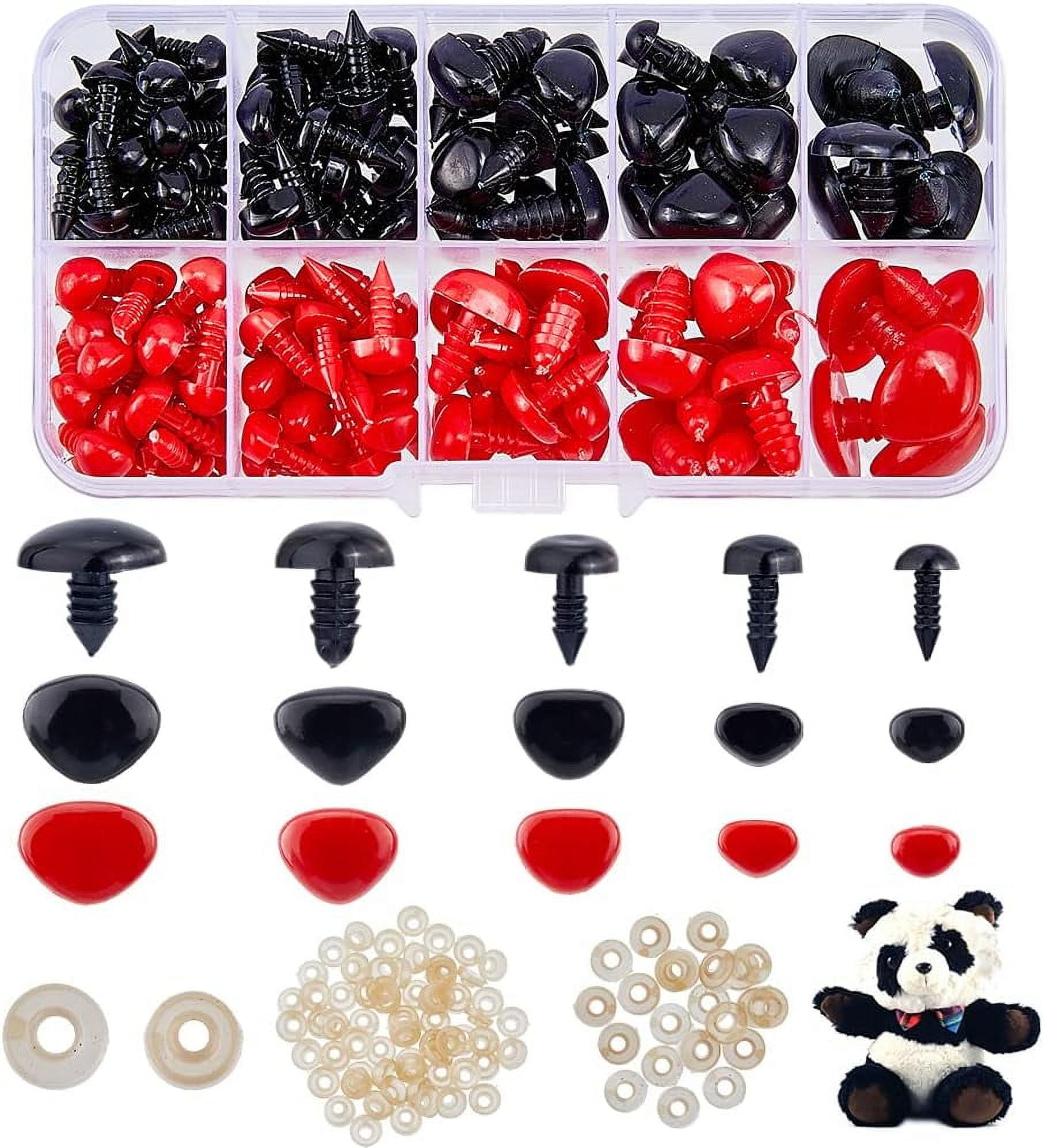 130pcs 5 Sizes Plastic Safety Noses with Washer Triangle Animal Doll ...