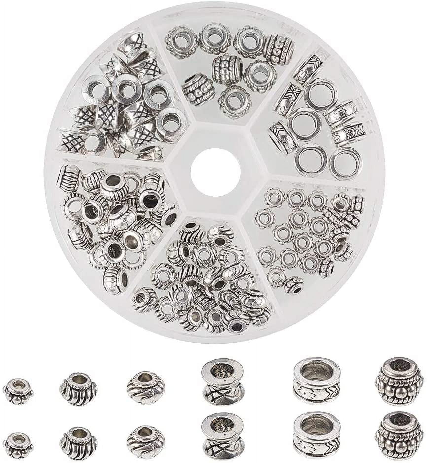 130pcs 6 Style Antique Silver Tibetan Alloy Column Spacer Beads ...