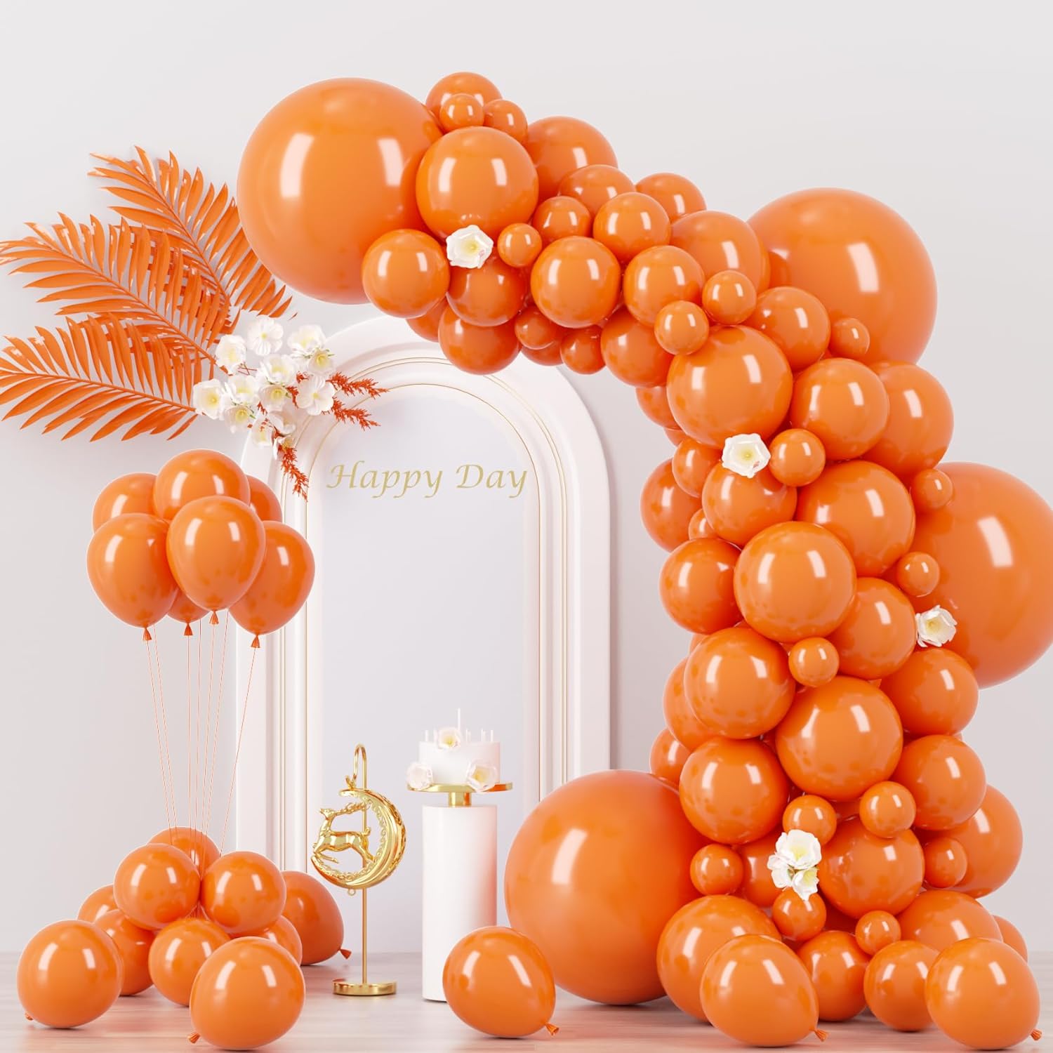 130pcs Orange Balloons Different Sizes 18" 12" 10" 5" Orange Matte ...