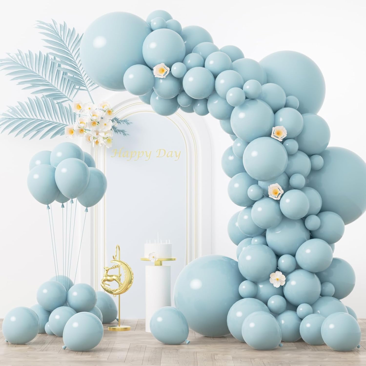 130pcs Pale Aqua Balloons Different Sizes 18" 12" 10" 5" Aqua Blue ...